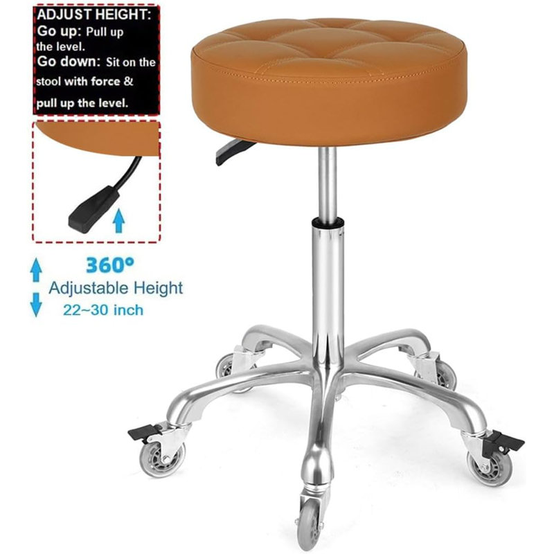 Latitude Run® Adjustable Heavy Duty Stool - Rolling Stools with Locking Caster Wheels | Wayfair
